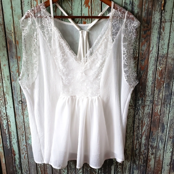 Tops | Shear White Lacy Top 2xl | Poshmark
